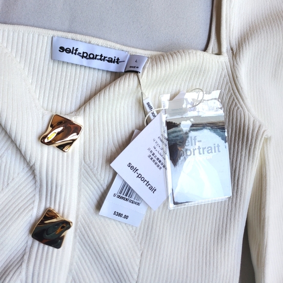 Self-Portrait | Tops | Nwt38 Selfportrait White Ribknit Blouse With ...